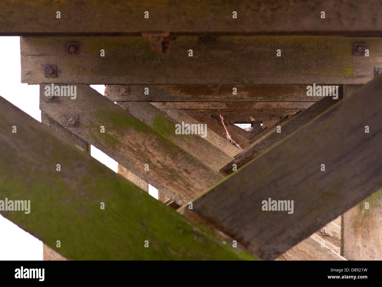 Underneath Wooden Jetty Structure With Wooden Beams And Supports Stock ...