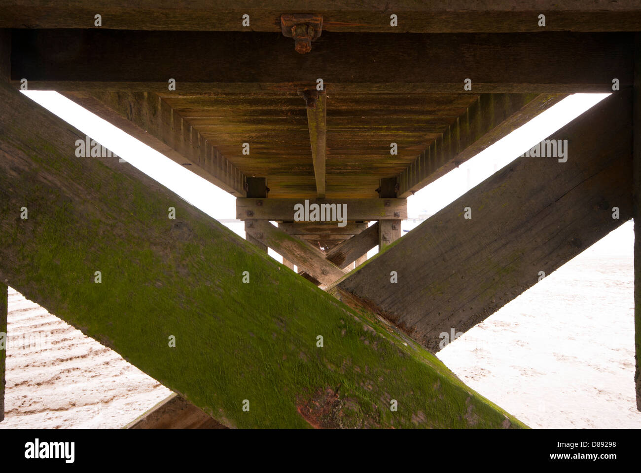 Underneath Wooden Jetty Structure With Wooden Beams And Supports Stock ...