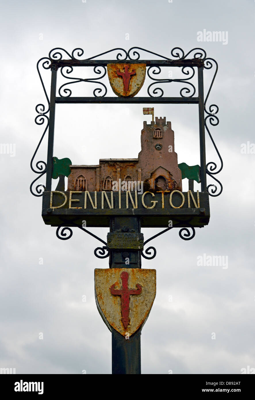 Village sign. Dennington, Suffolk, England, United Kingdom, Europe ...