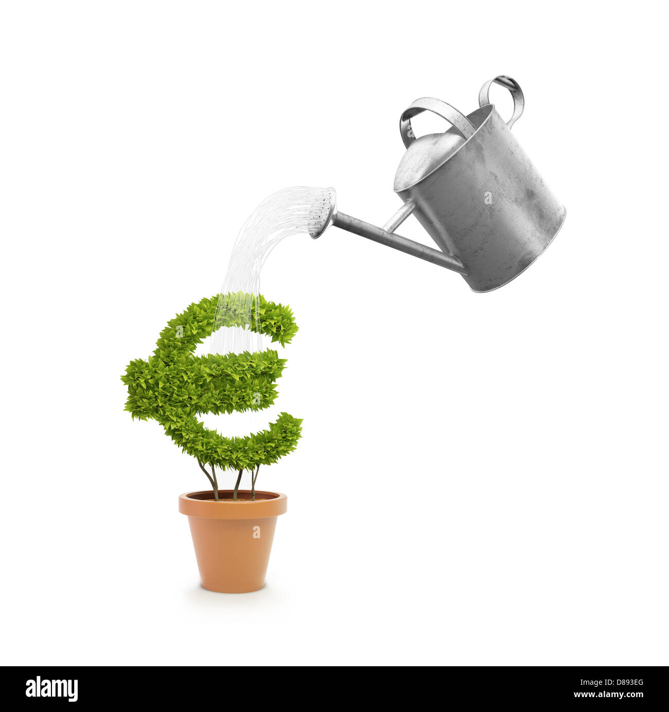 A small plant in a pot shaped like a euro symbol Stock Photo - Alamy