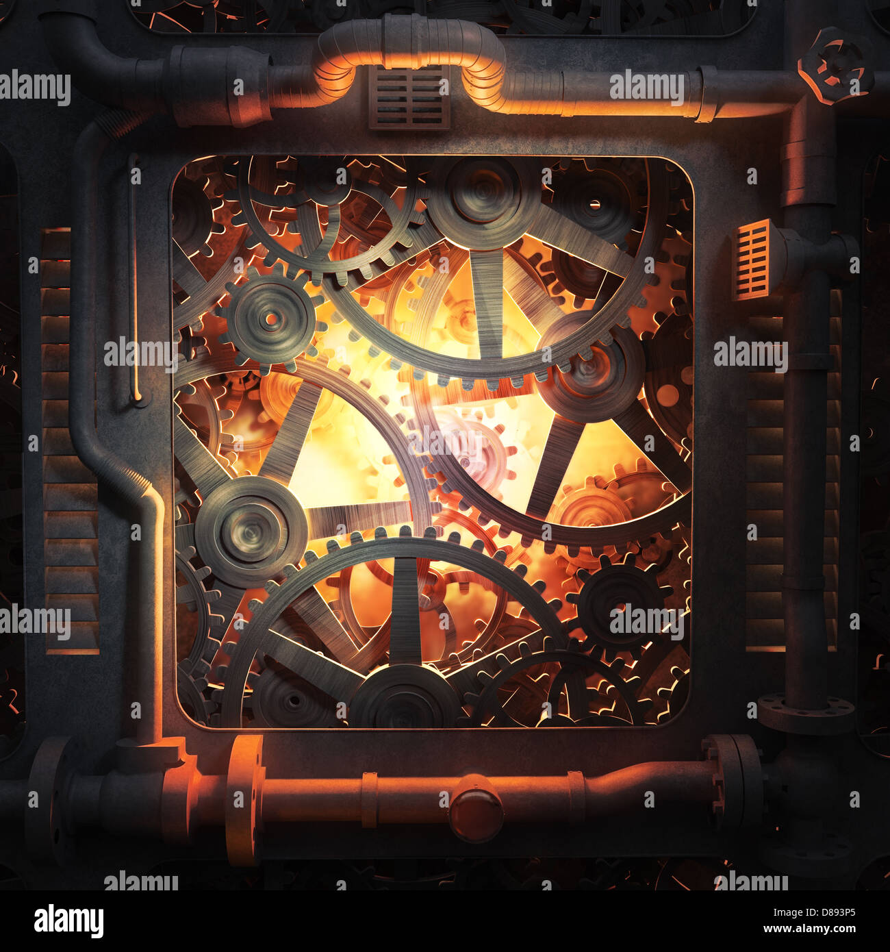 Cog wheels and gears industrial background - 3D illustration Stock ...