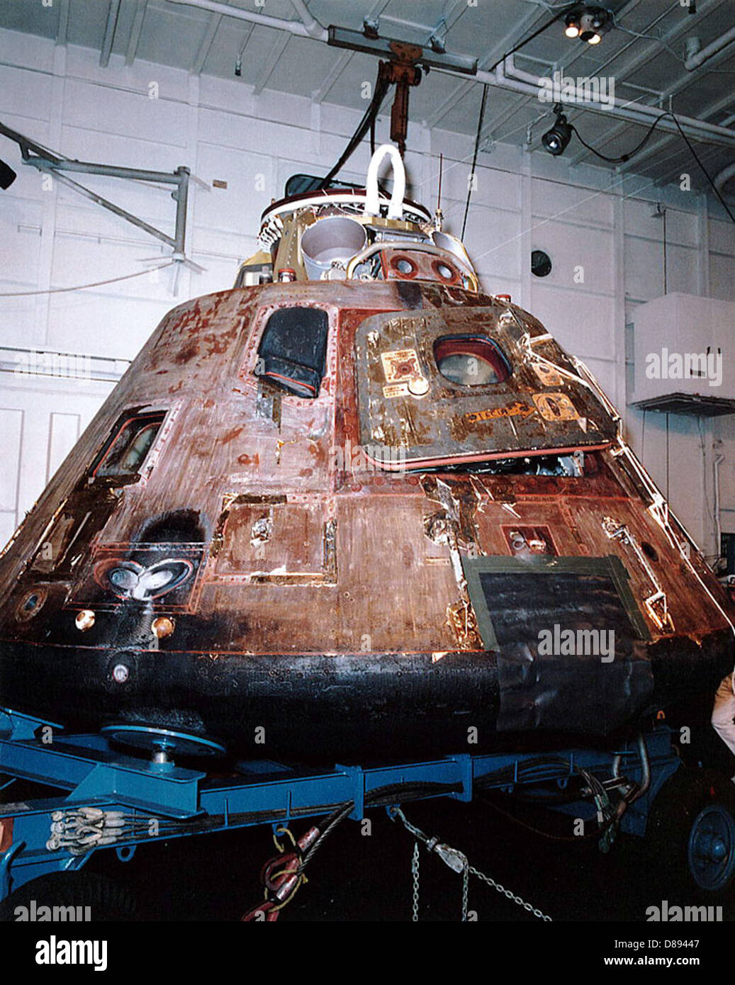 The Command Module (CM) of Apollo 15 is seen onboard Okinawa ...