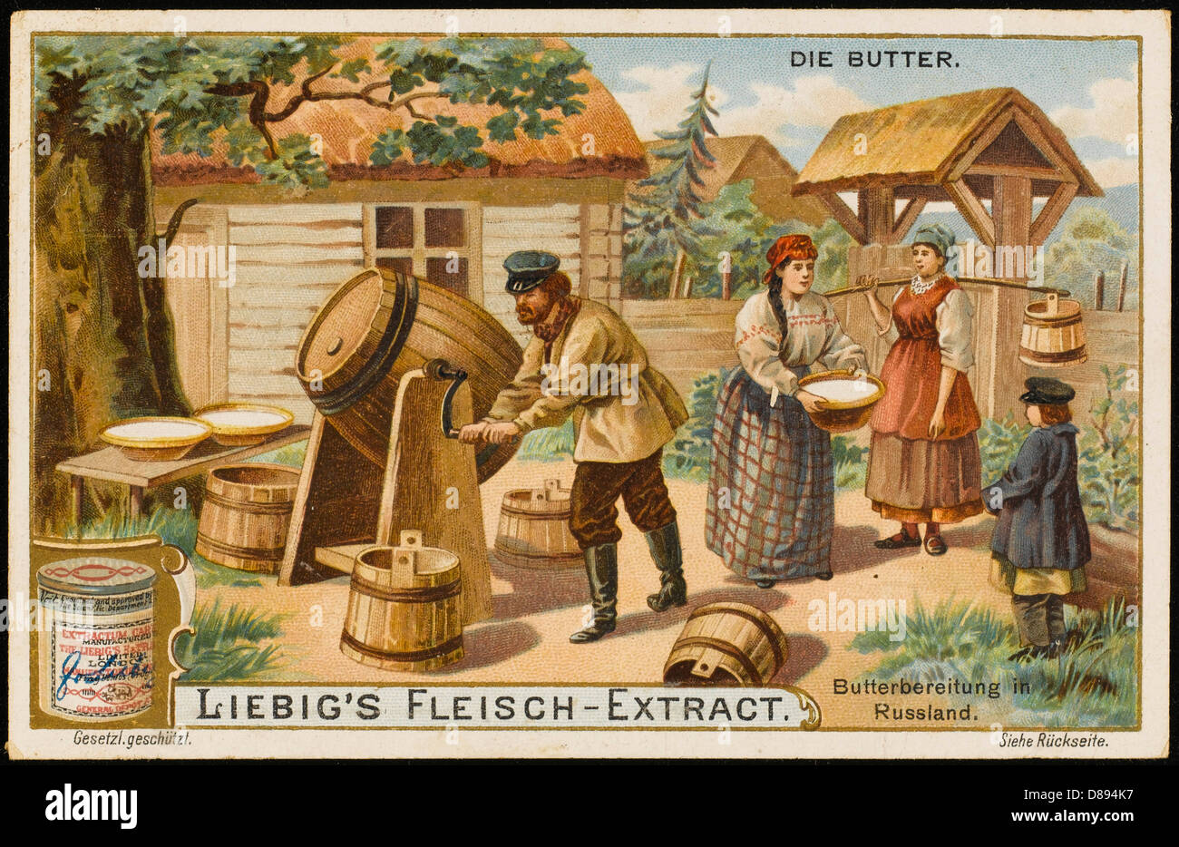 MAKING BUTTER, RUSSIA Stock Photo - Alamy