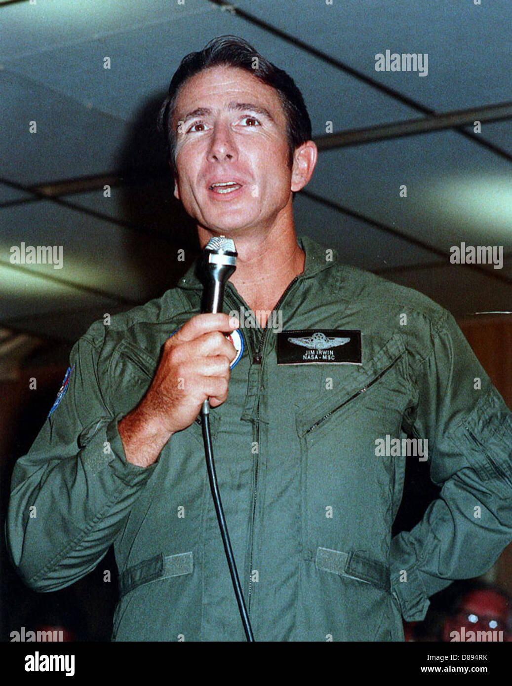 Apollo 15 astronaut Jim Irwin is seen aboard the USS Okinawa following ...