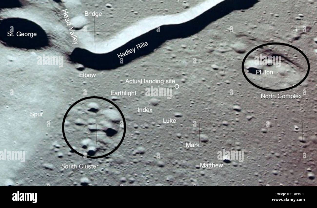Apollo 15 Landing Site labelled photo Stock Photo - Alamy