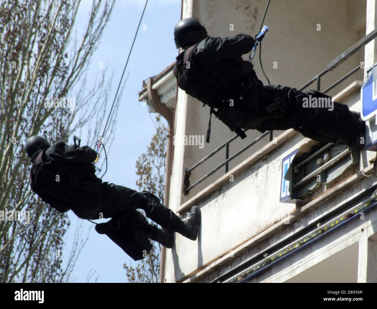 Subdivision anti-terrorist police during a black tactical exercises ...
