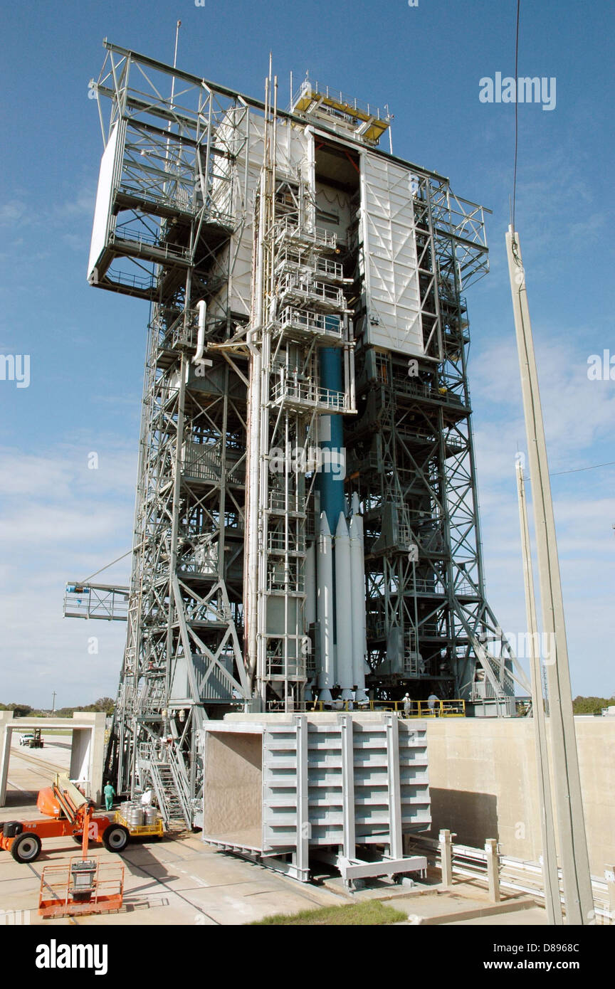 The Delta II 7925 rocket is assembled in the Mobile Service Tower at a ...