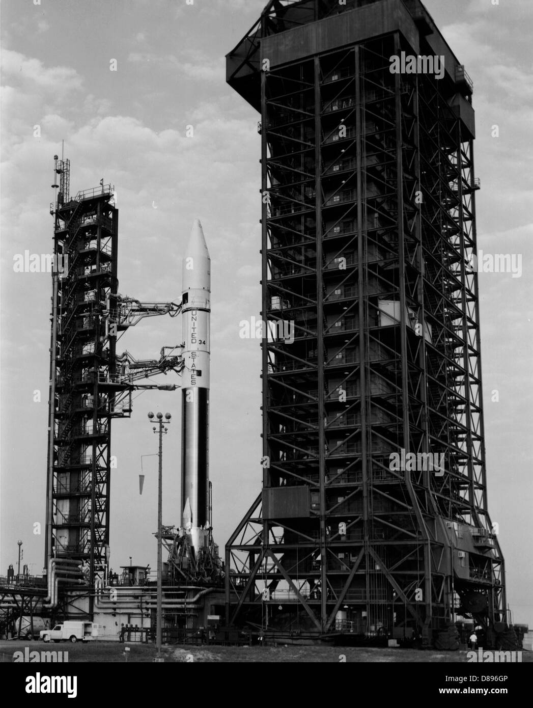 The Atlas-Centaur rocket is prepared at Launch Complex 36B to carry the ...