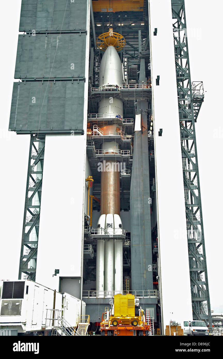 The Atlas 551 rocket is being readied for launch, showcasing its ...