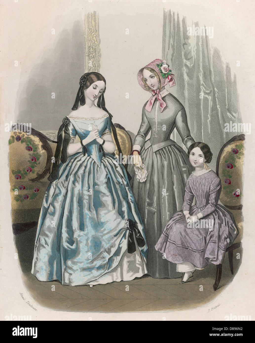 GIRLS' FASHIONS 1847 Stock Photo - Alamy