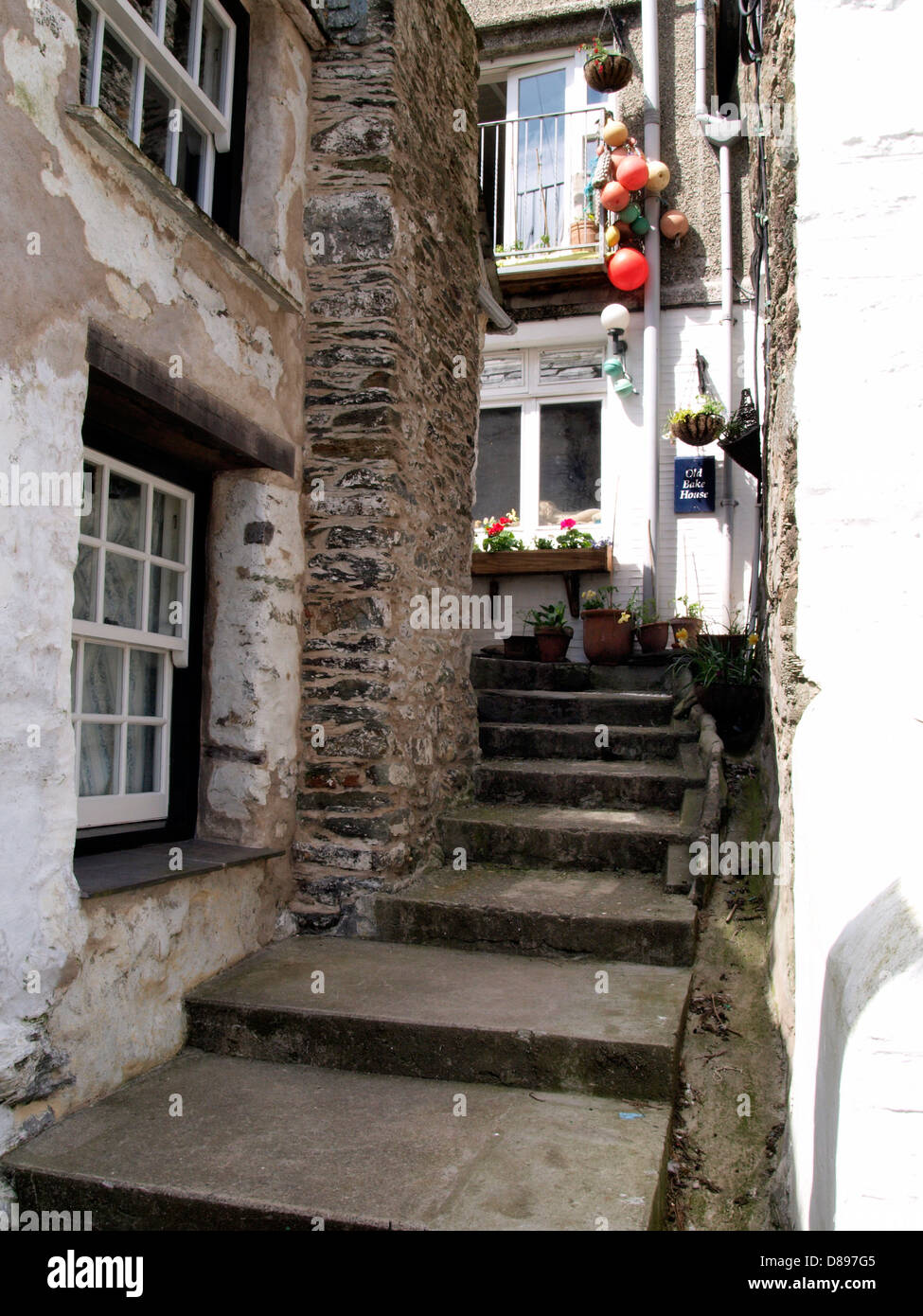 Narrow street in Polperro, Cornwall, UK 2013 Stock Photo - Alamy