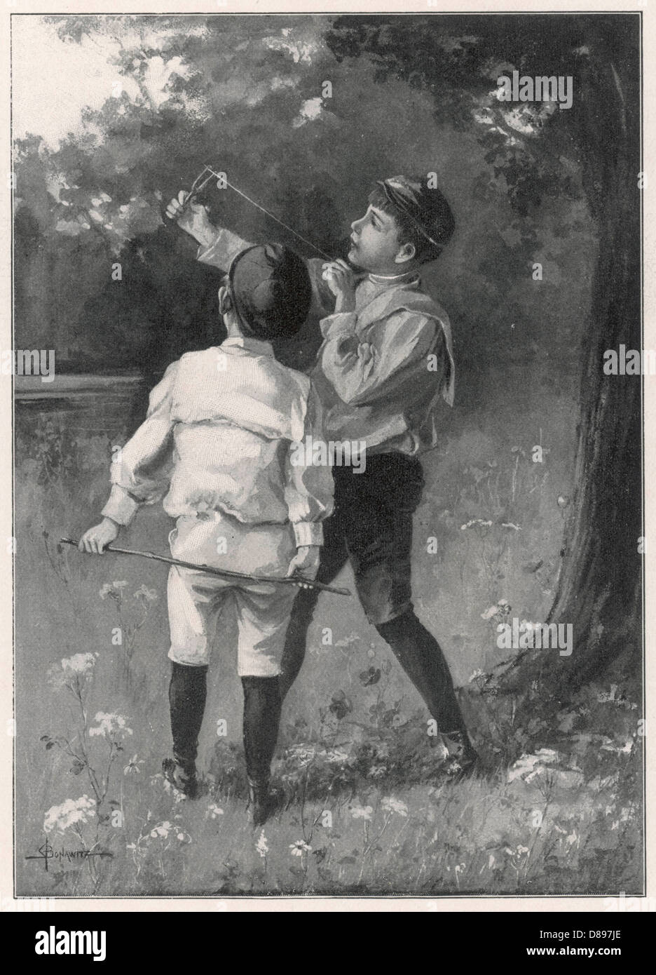 BOY W/ CATAPULT 1898 Stock Photo - Alamy