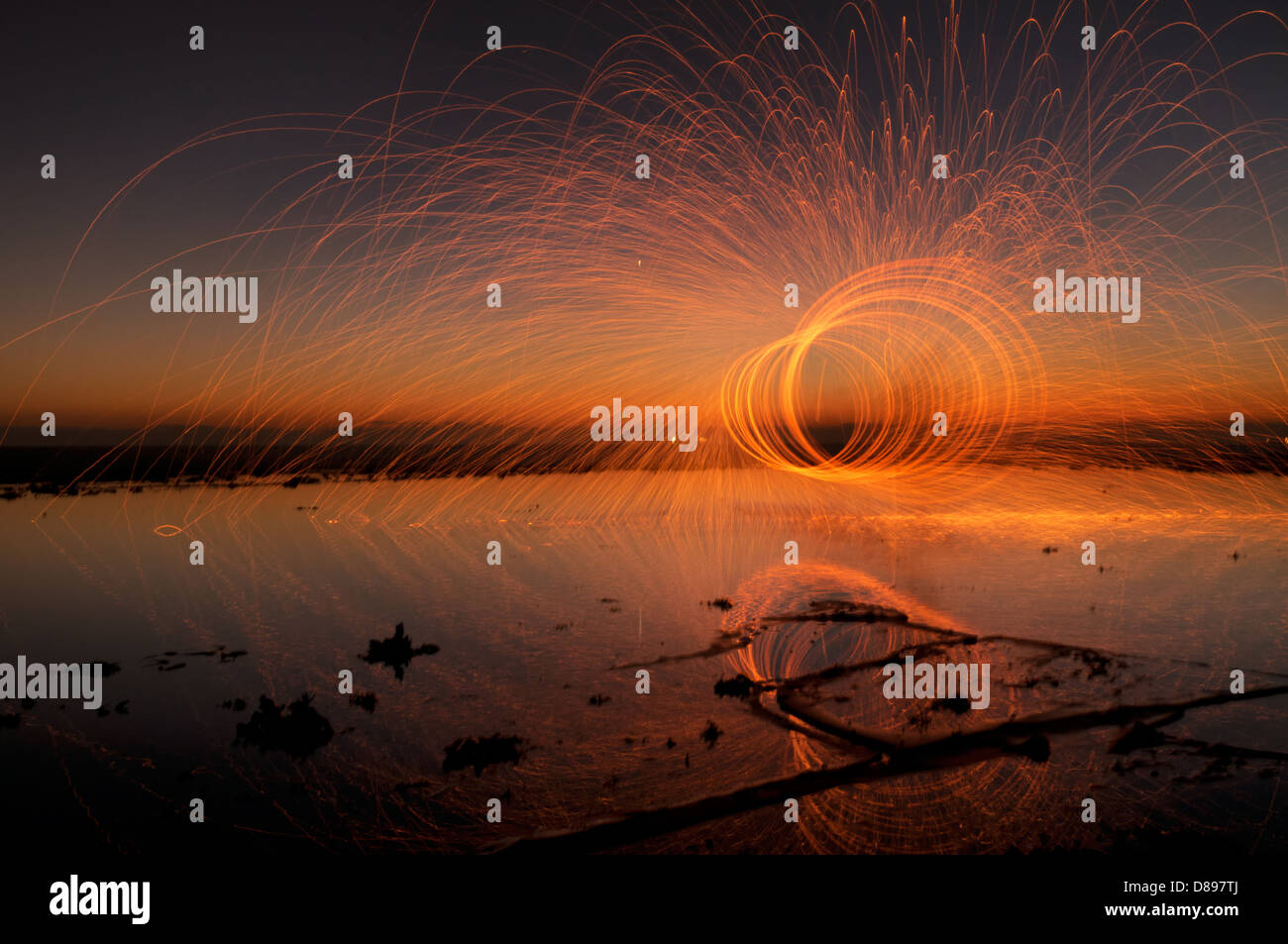 Fire Spinning Reflections Stock Photo - Alamy