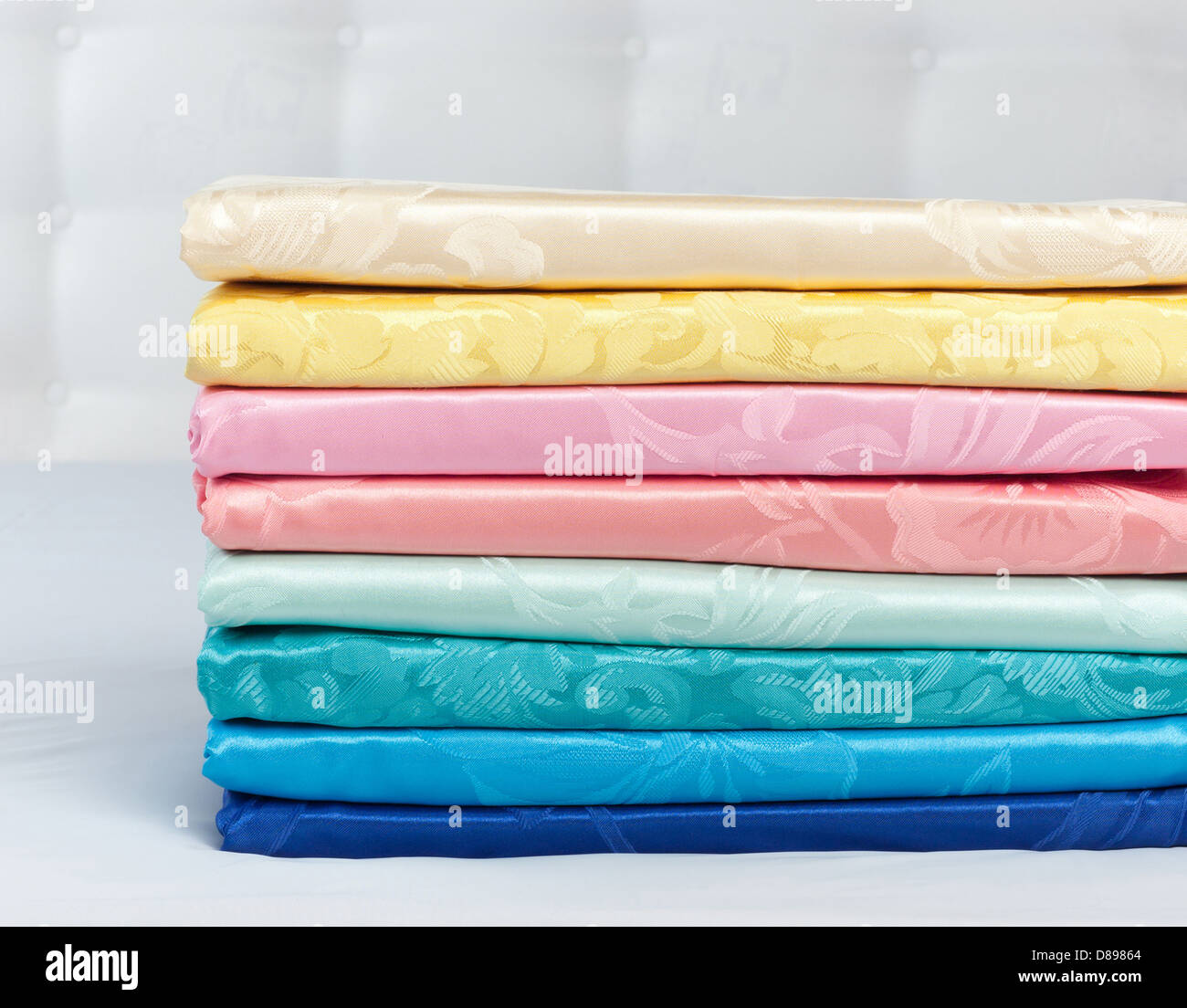 Set of various multicolored silk or satin textiles Stock Photo - Alamy
