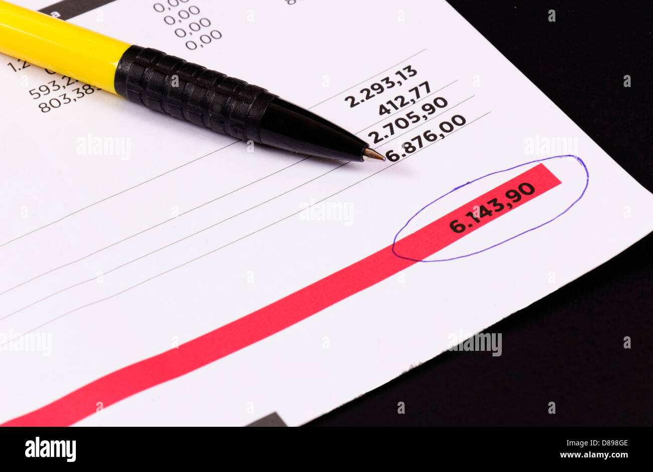 Regular invoice with the pen Stock Photo - Alamy