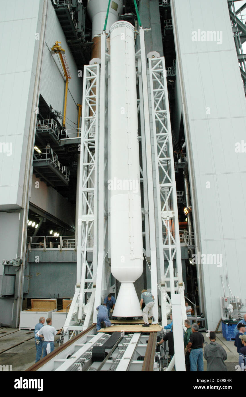 The Atlas V rocket's Solid Rocket Booster (SRB) is seen without its ...