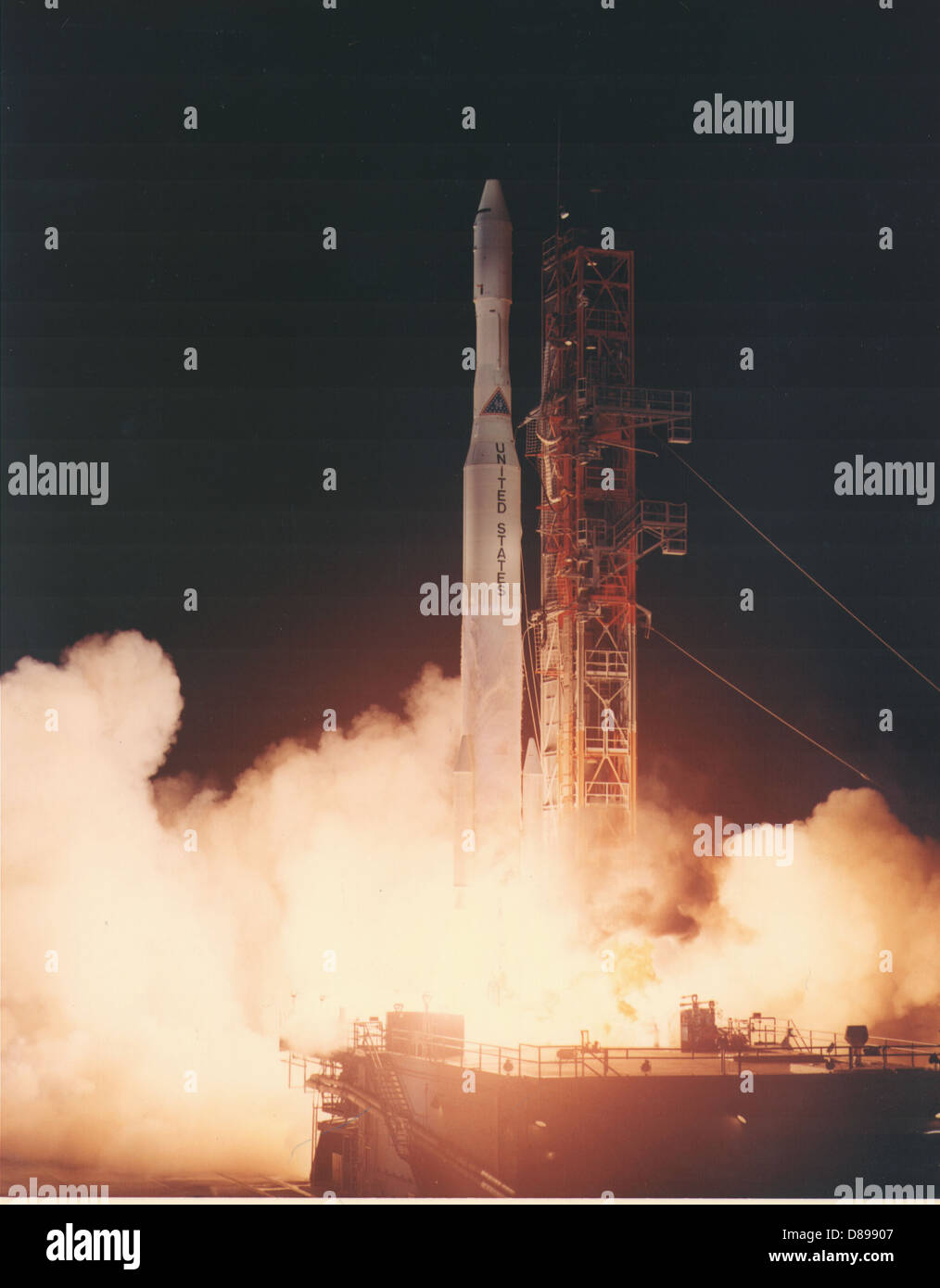 The Delta-M rocket launches the Intelsat-3 satellite into orbit. The ...
