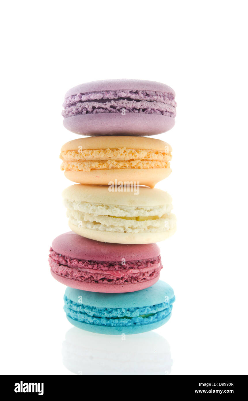 traditional french macaroons stack over white background Stock Photo ...