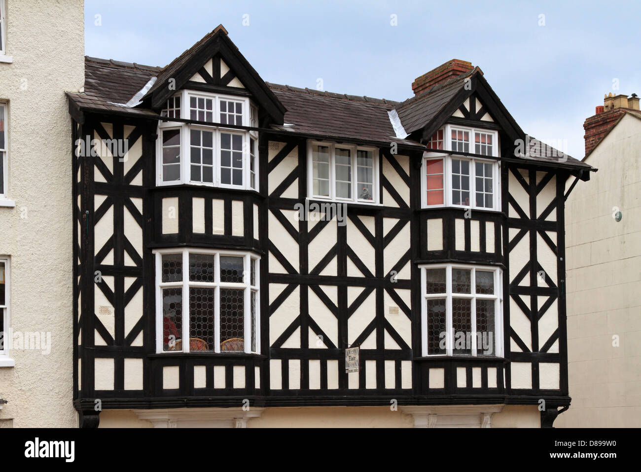 Tudor style half timbered building in Ludlow, Shropshire, England, UK ...