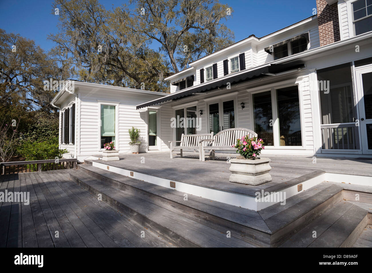 Huge Wooden Deck , House, USA Stock Photo - Alamy