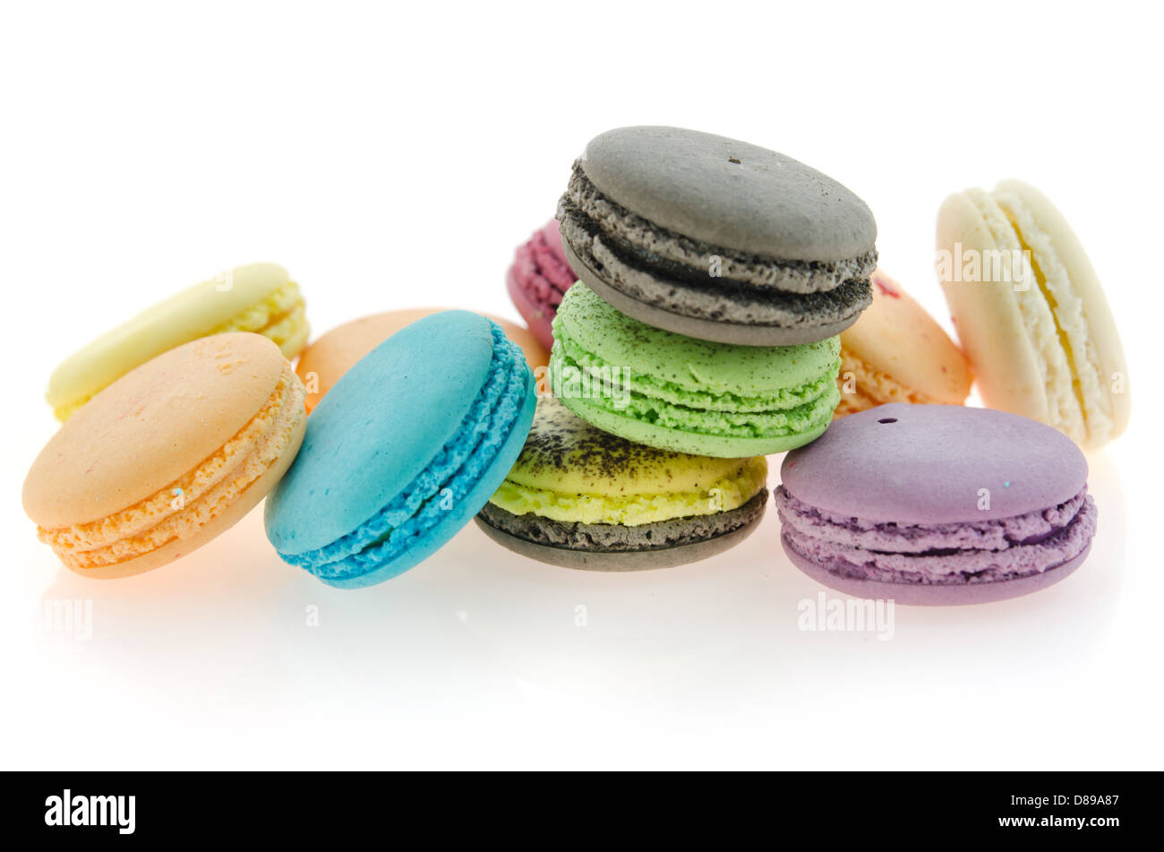 traditional french macaroons on white background Stock Photo - Alamy