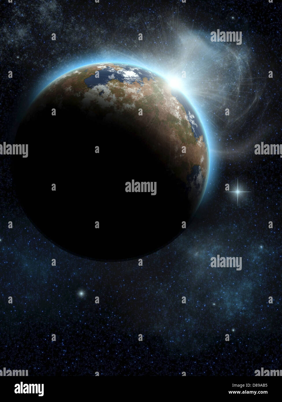 The earth from a distance! A fantastic space scenario Stock Photo - Alamy