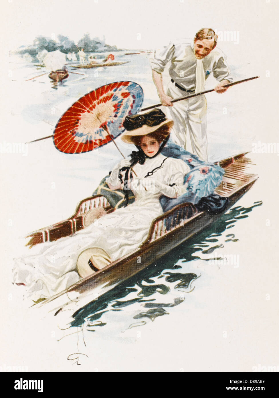 Girl Punted at Oxford Stock Photo - Alamy