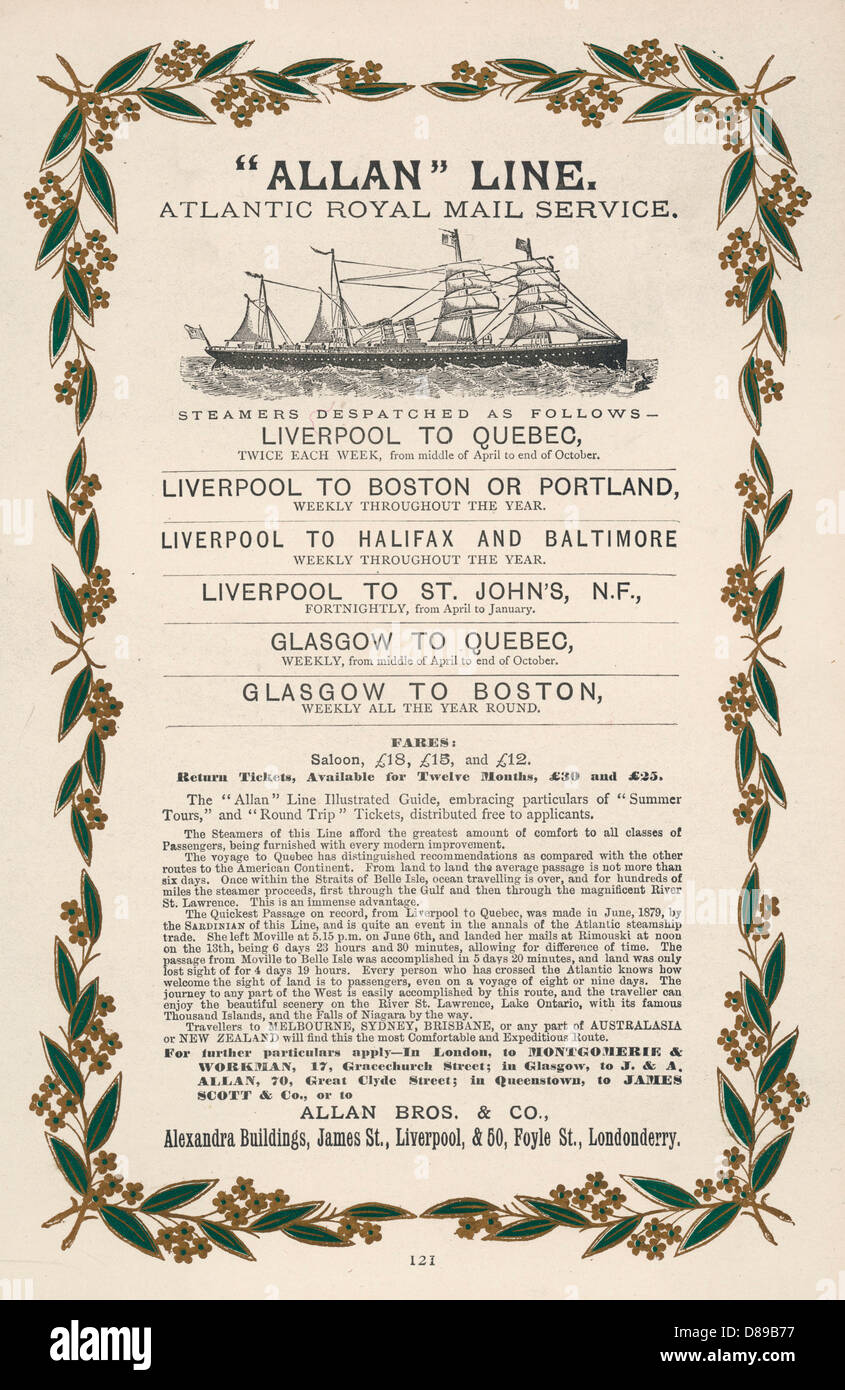 Allan Line Timetable Stock Photo - Alamy