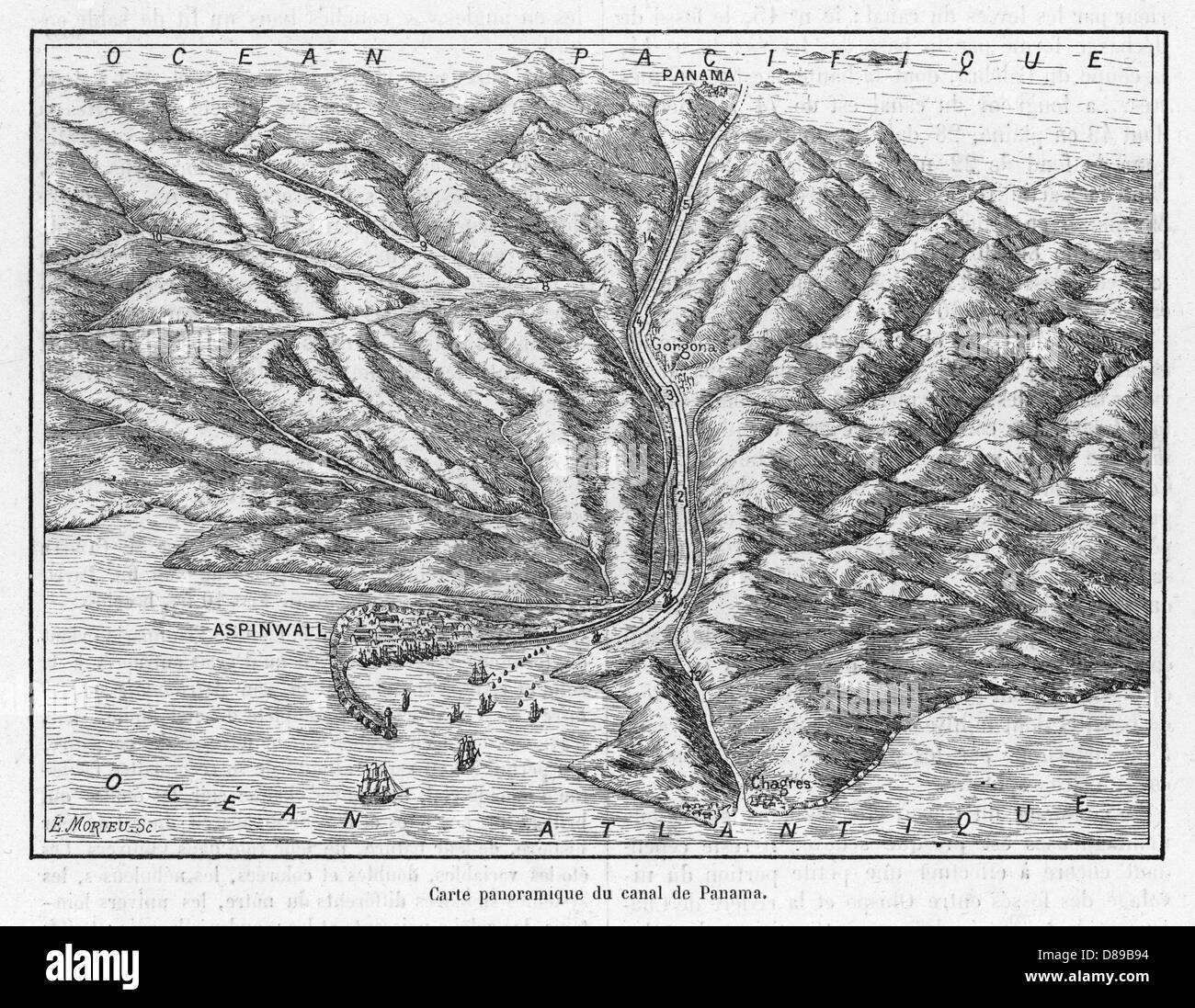 View of panama canal Black and White Stock Photos & Images - Alamy