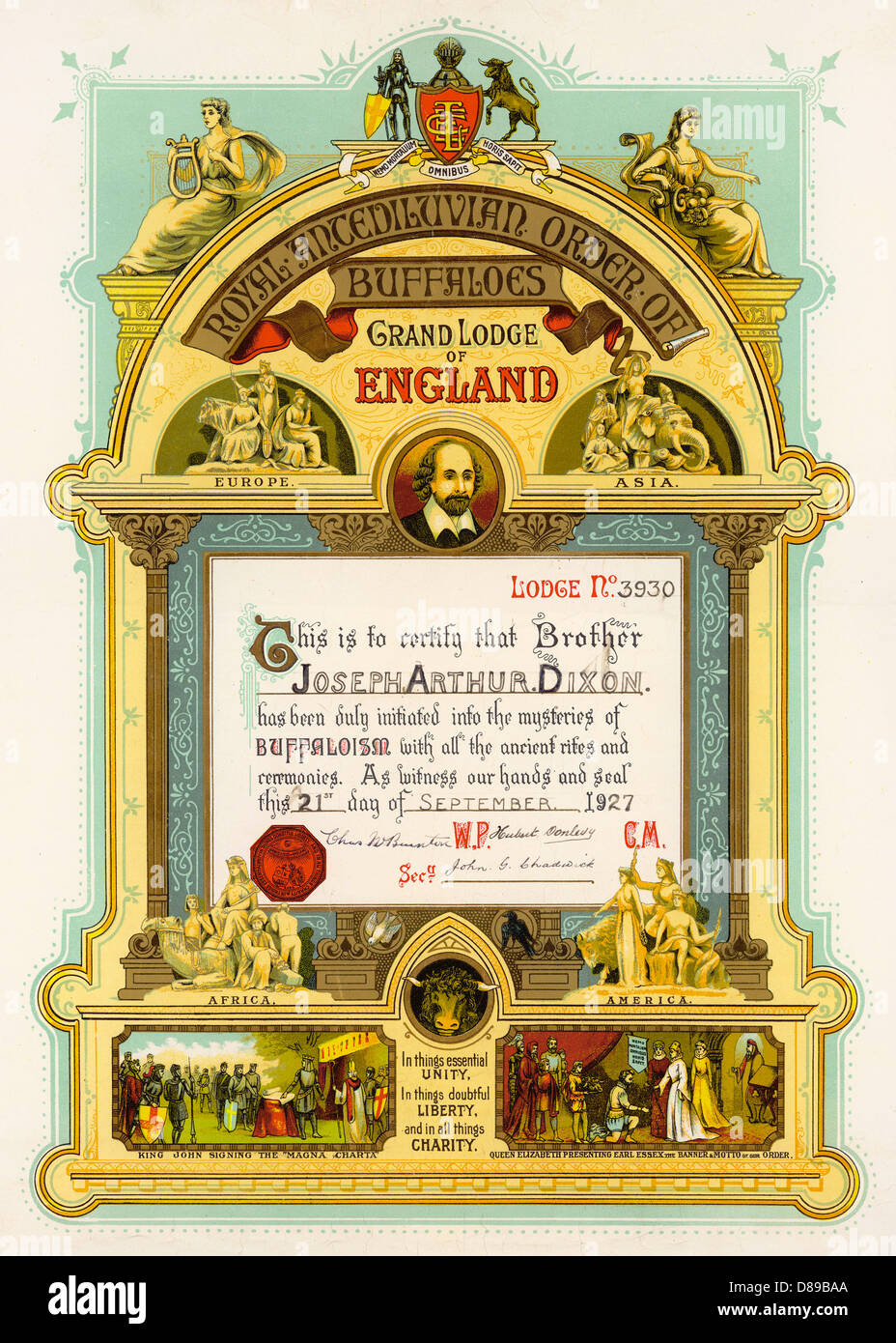 Royal antediluvian order of buffaloes hi-res stock photography and ...