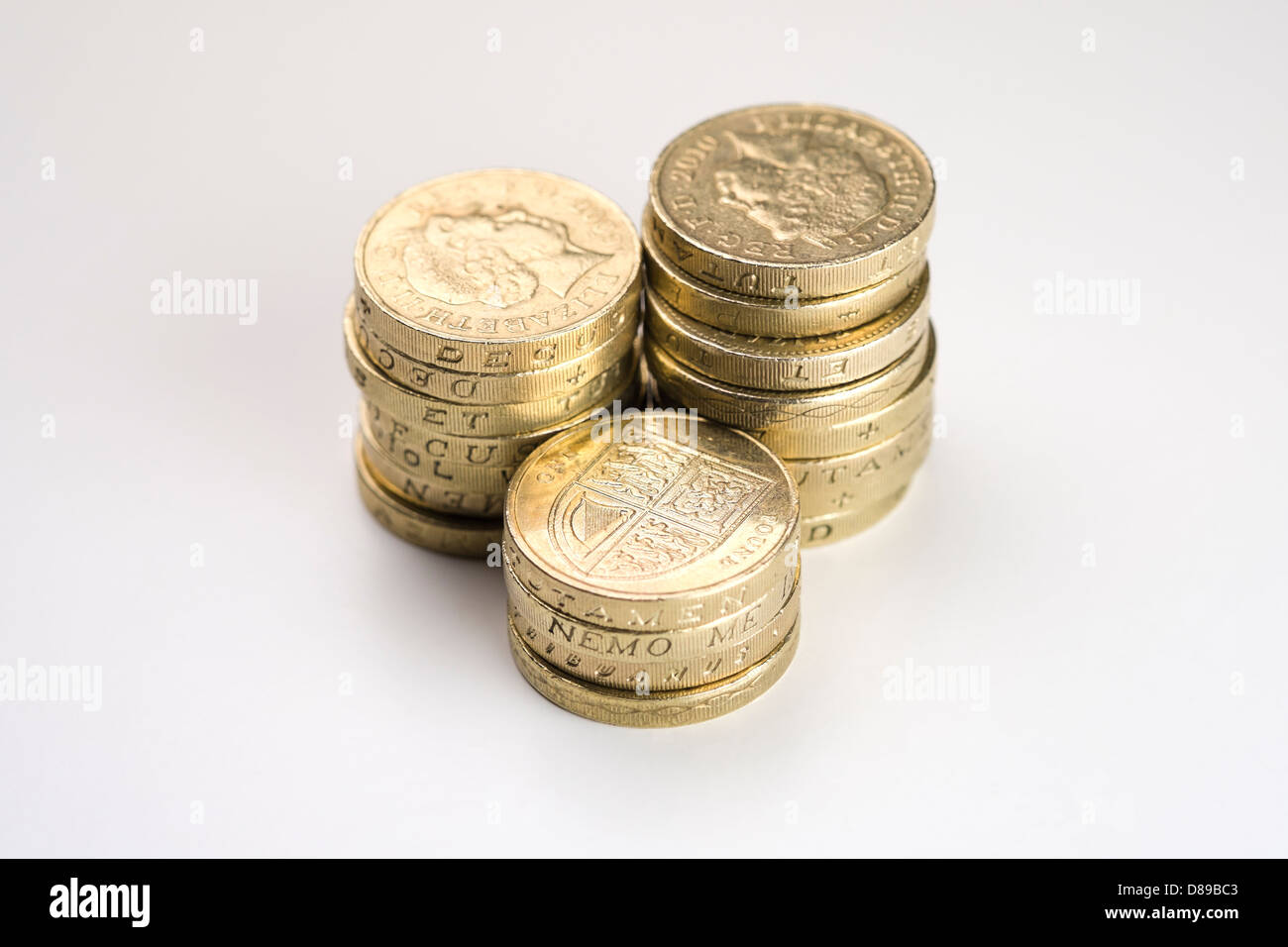 Three piles of pound coins hi-res stock photography and images - Alamy