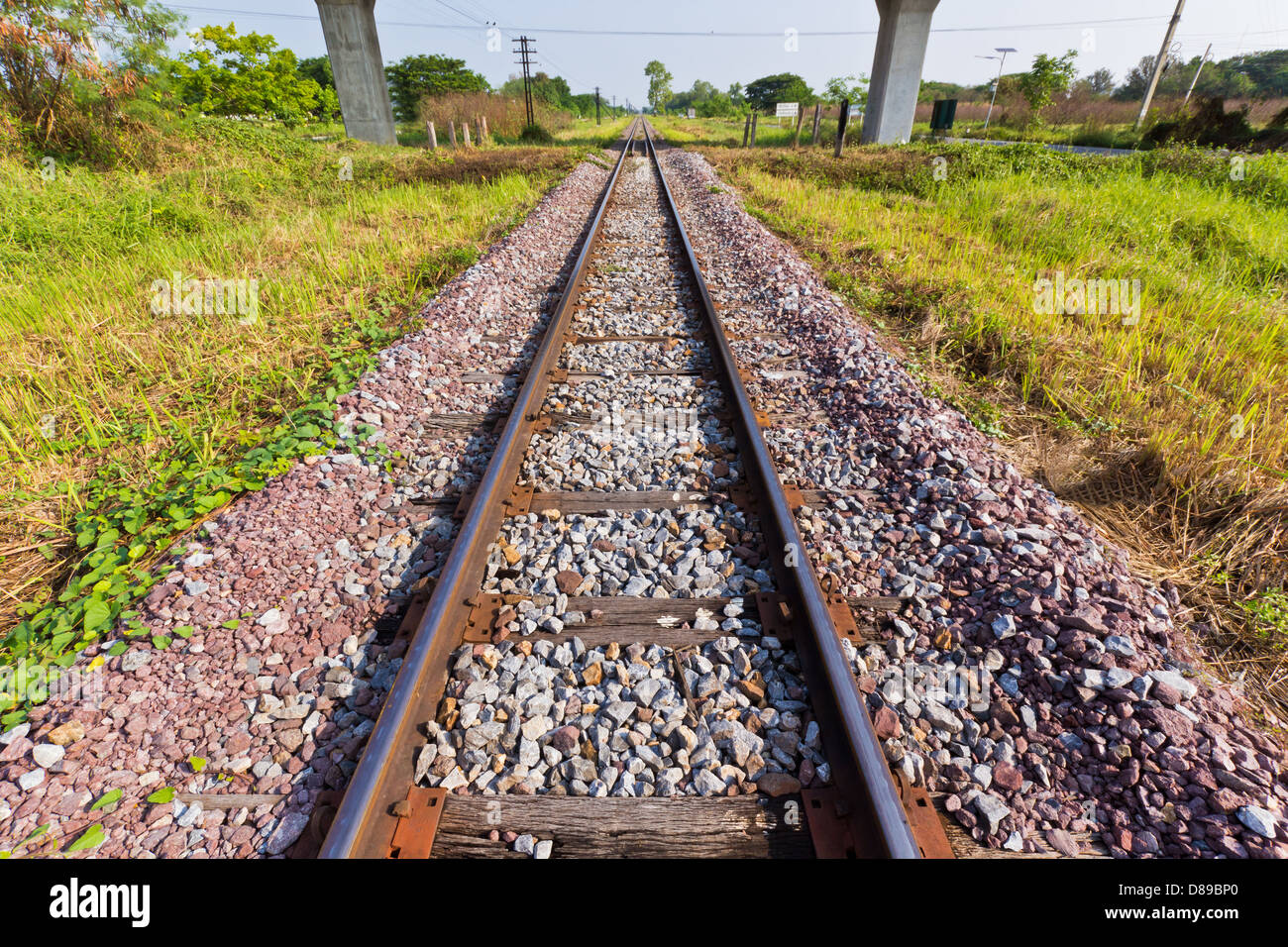 Long Railways Line Leading to the Distance Destination Stock Photo - Alamy