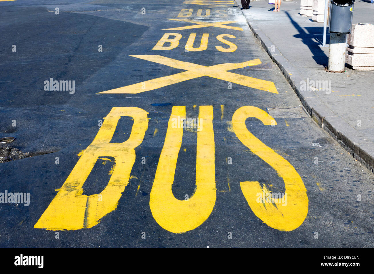 Signs for the bus stations Stock Photo - Alamy