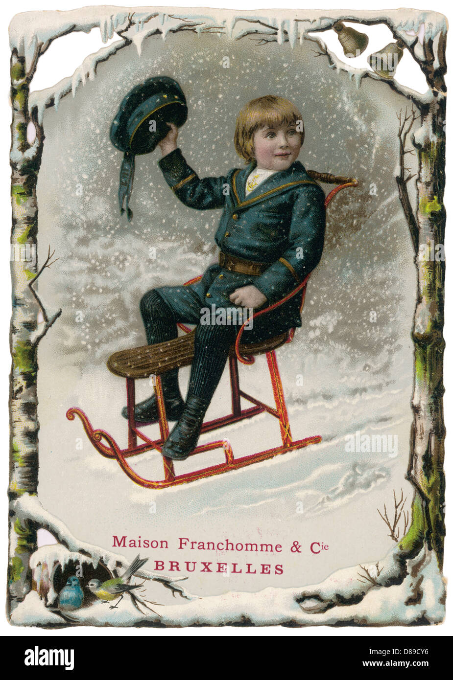 Boy on sledge in hi-res stock photography and images - Alamy