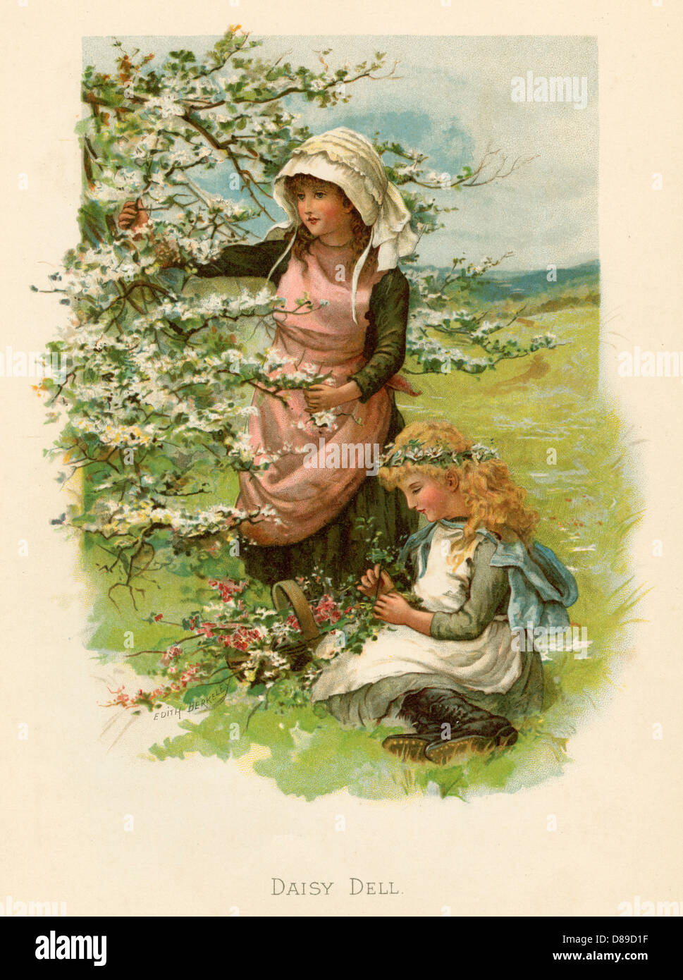 Two girls picking flowers in hi-res stock photography and images - Alamy
