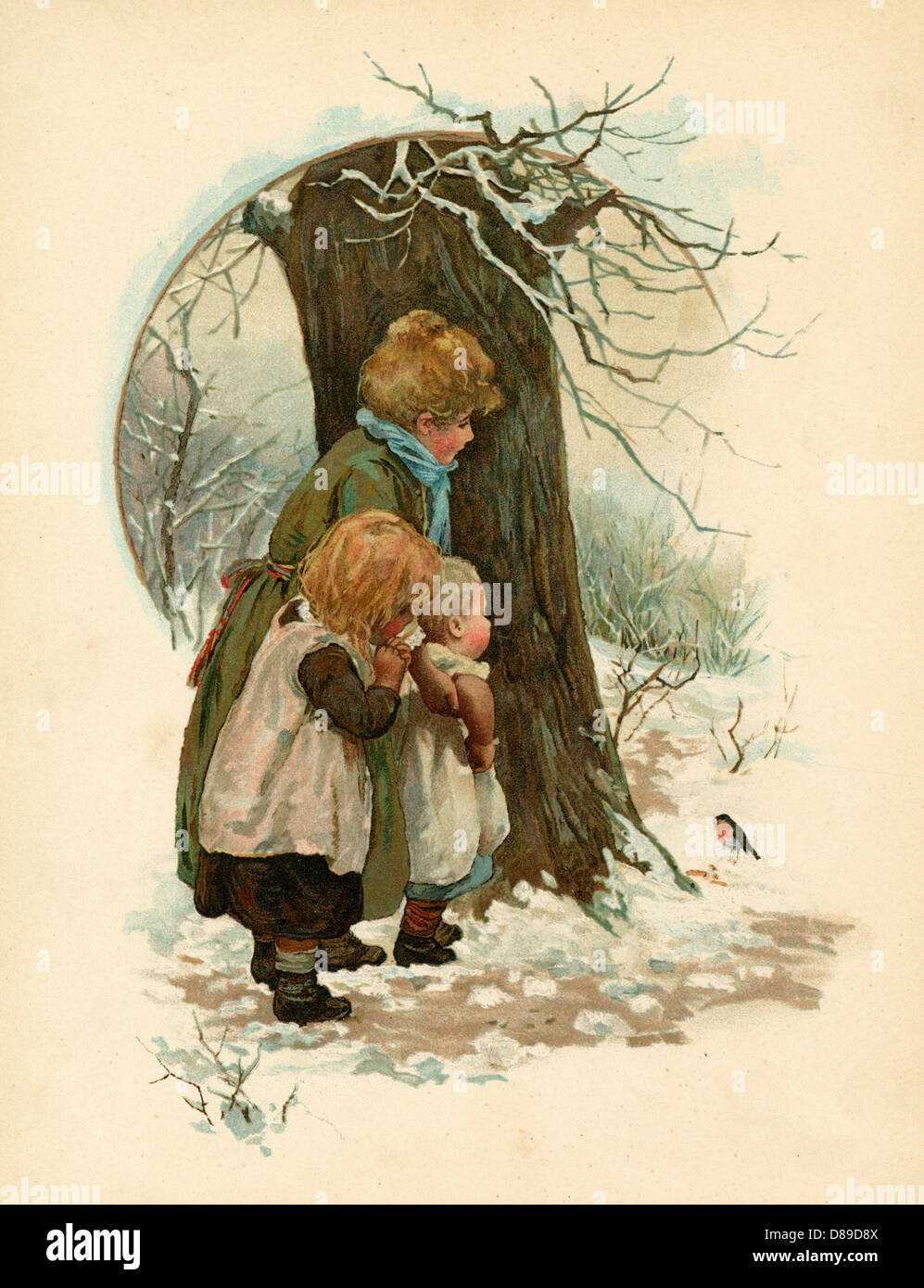 CHILDREN/ROBIN IN SNOW Stock Photo - Alamy