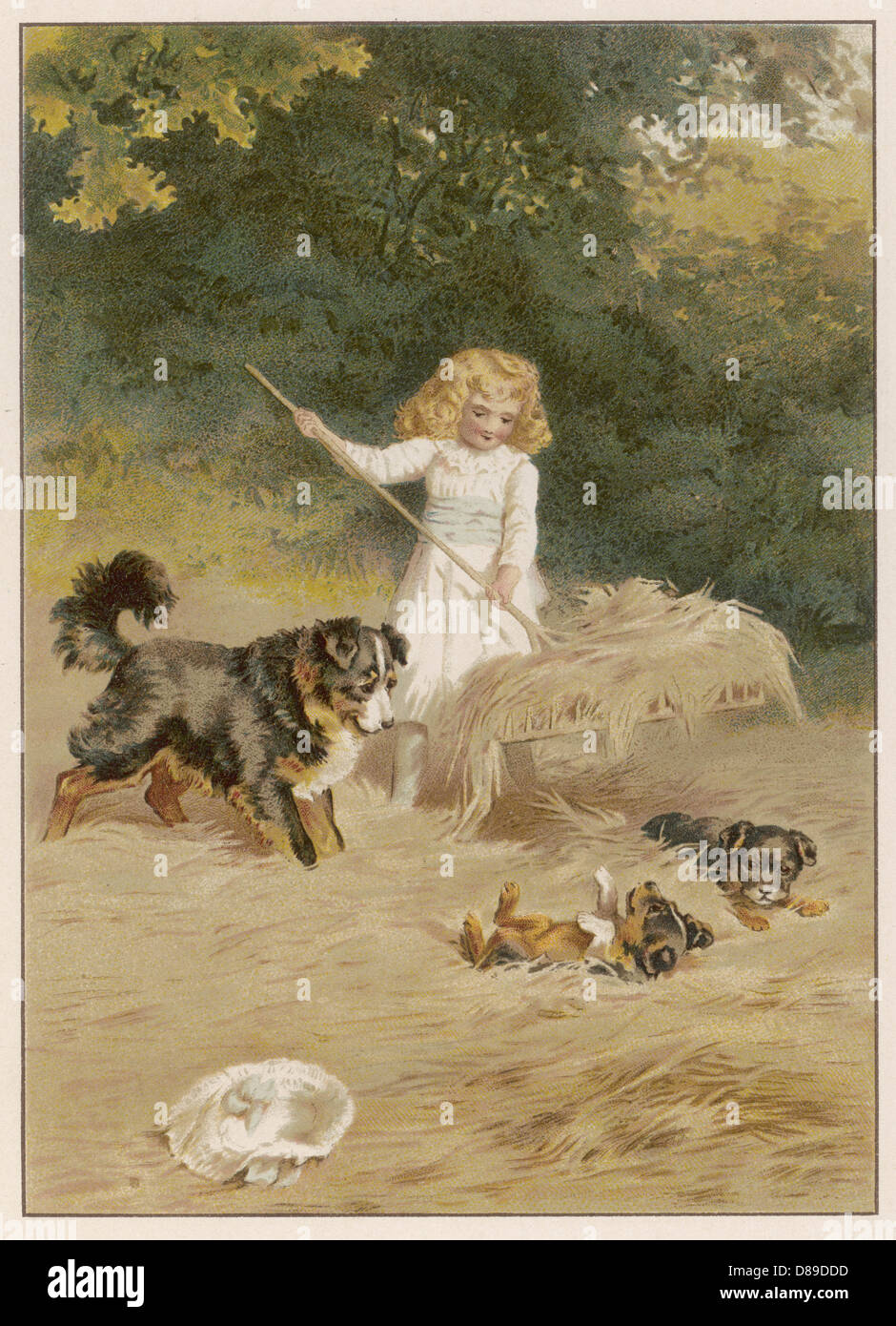 GIRL HAYMAKING 1889 Stock Photo - Alamy