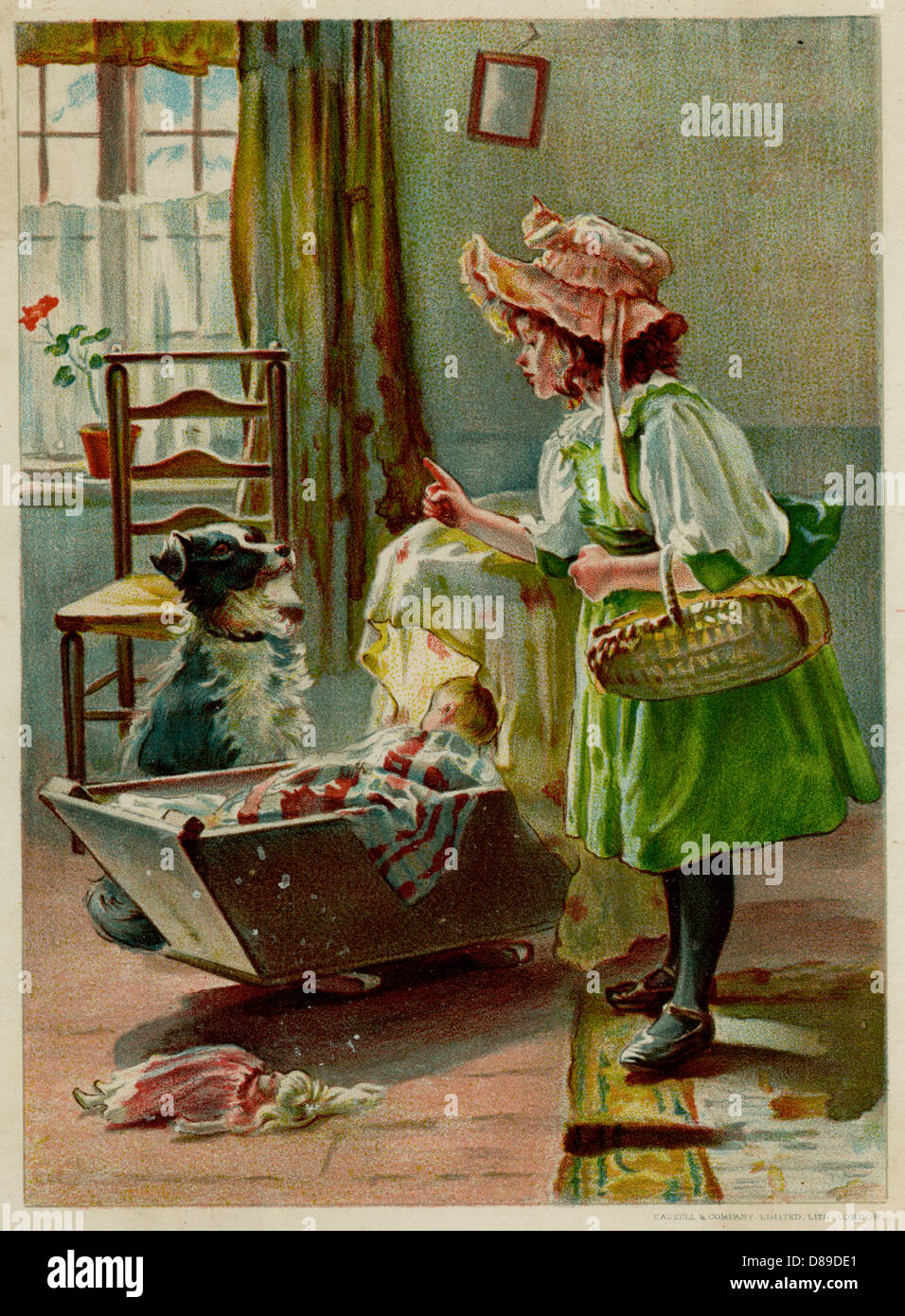 GIRL/DOG IN CHARGE 1894 Stock Photo - Alamy