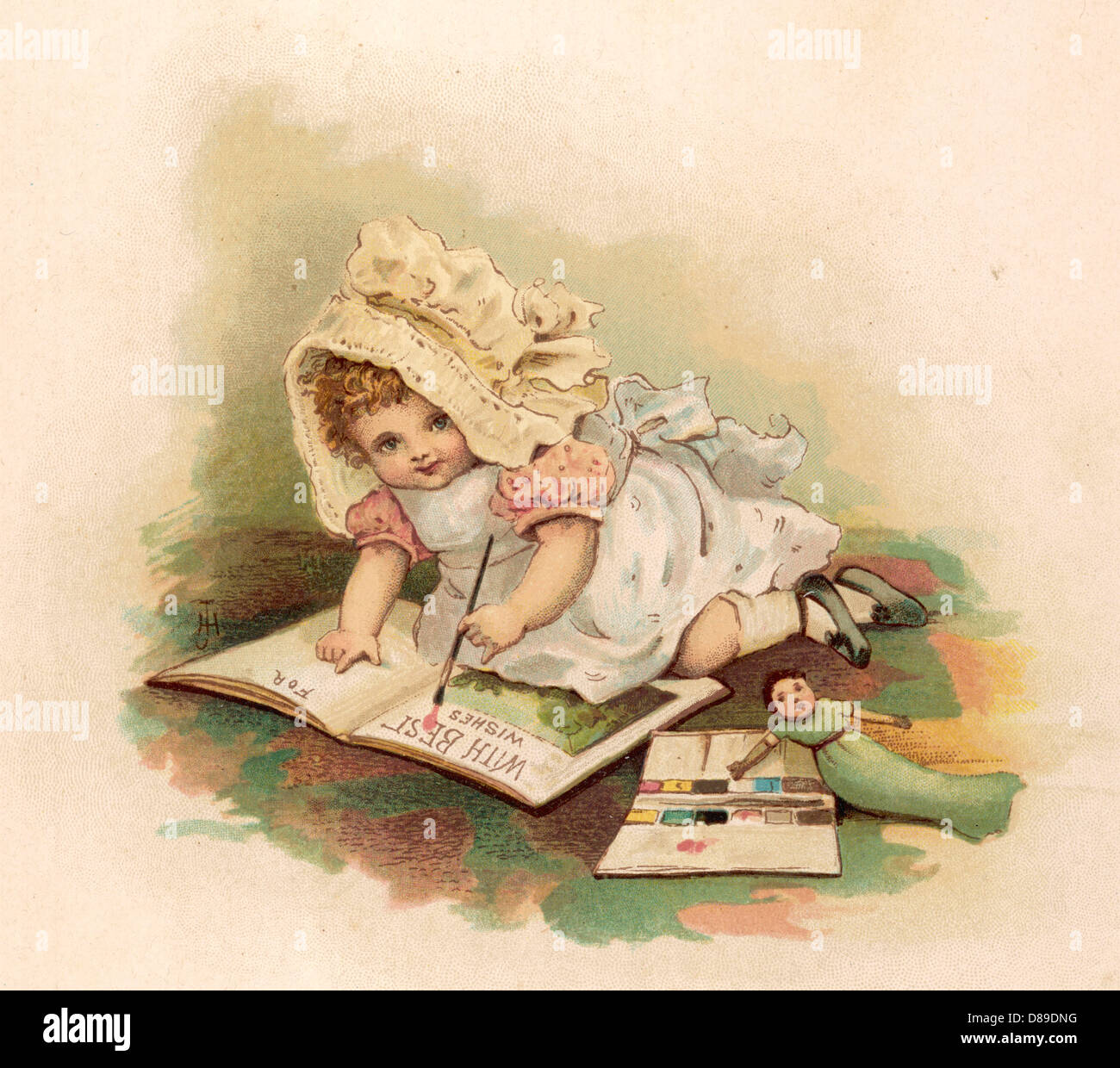 LITTLE GIRL PAINTS 1888 Stock Photo - Alamy