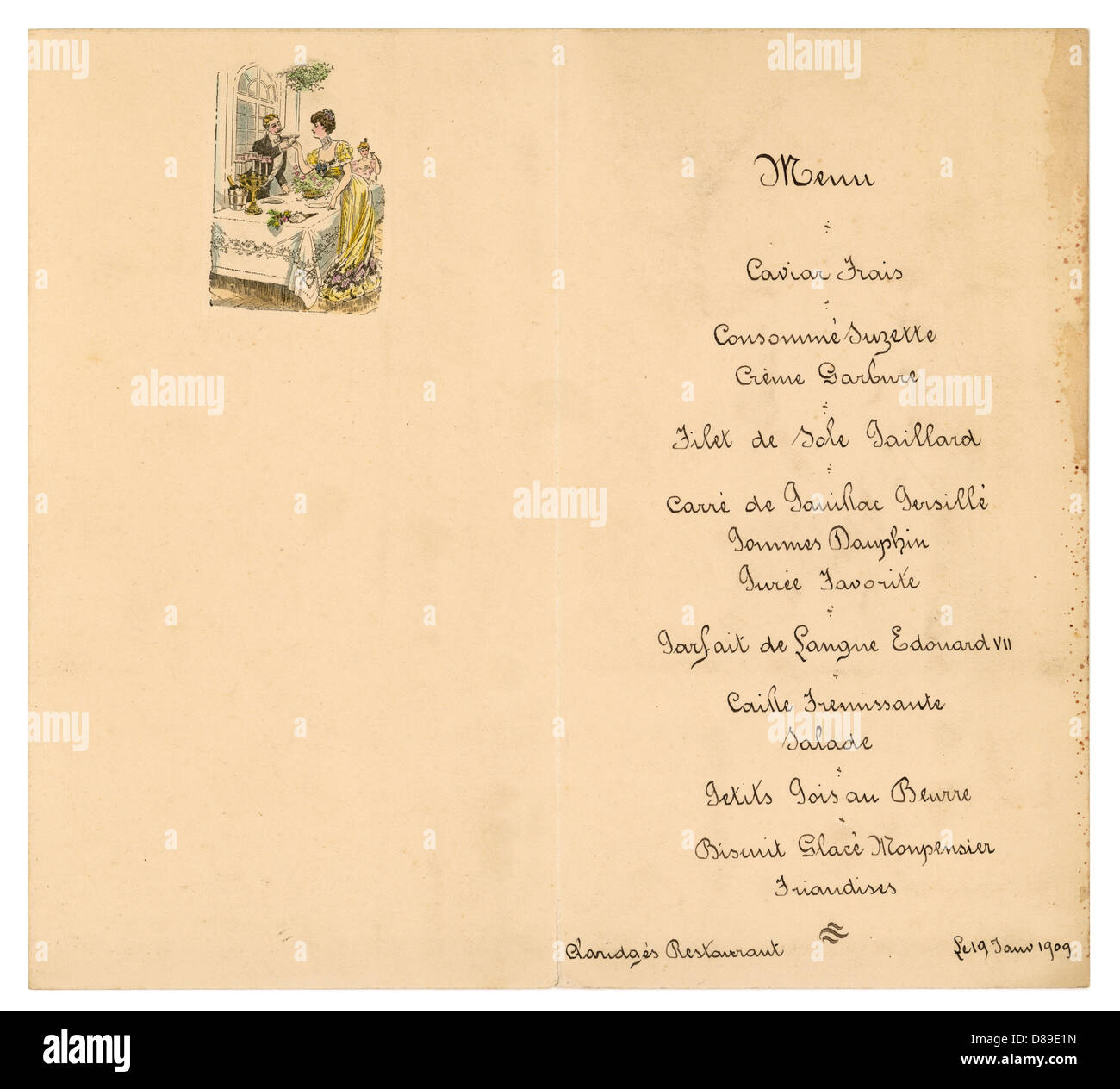 CLARIDGES' HOTEL MENU Stock Photo - Alamy