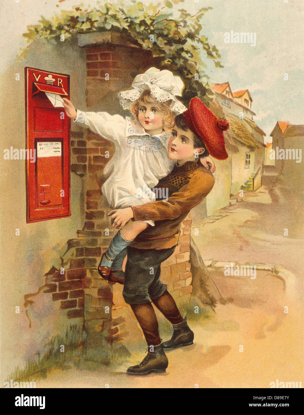 BOY & GIRL POST LETTER Stock Photo - Alamy