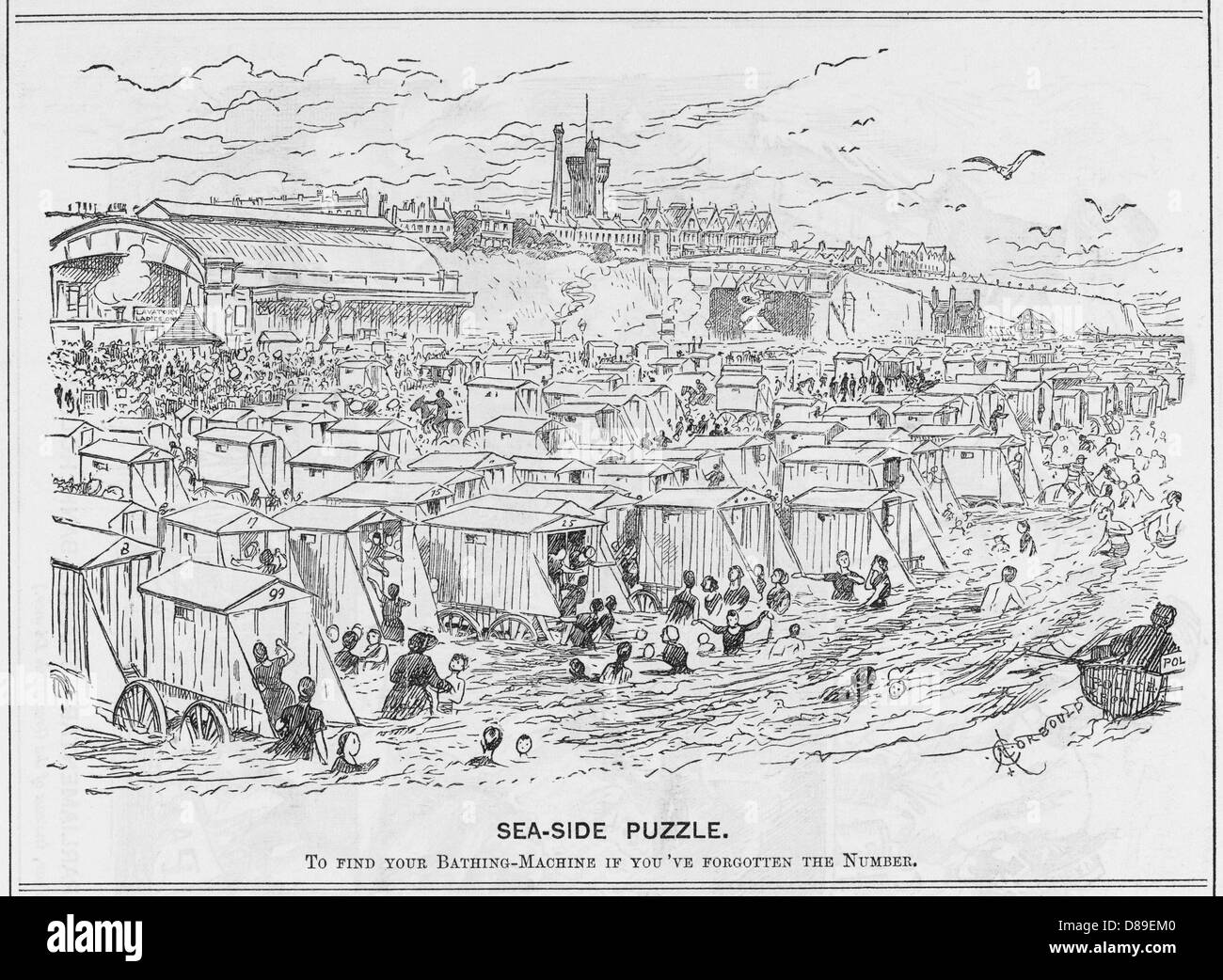 Bathing Machines - 1883 Stock Photo - Alamy