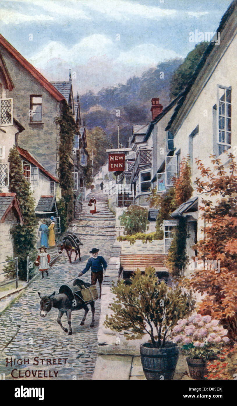 Clovelly high street hi-res stock photography and images - Alamy