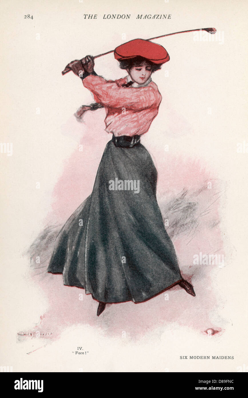 GOLFING WOMAN 1907 Stock Photo - Alamy