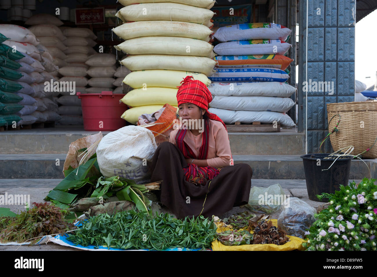 selling at the Aungban market Stock Photo - Alamy