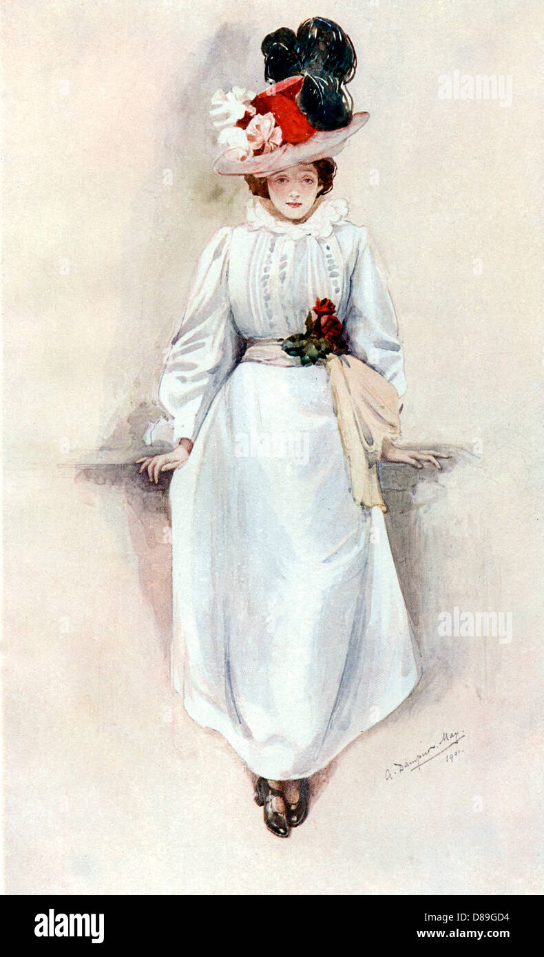 Female - White Dress - 1902 Stock Photo - Alamy
