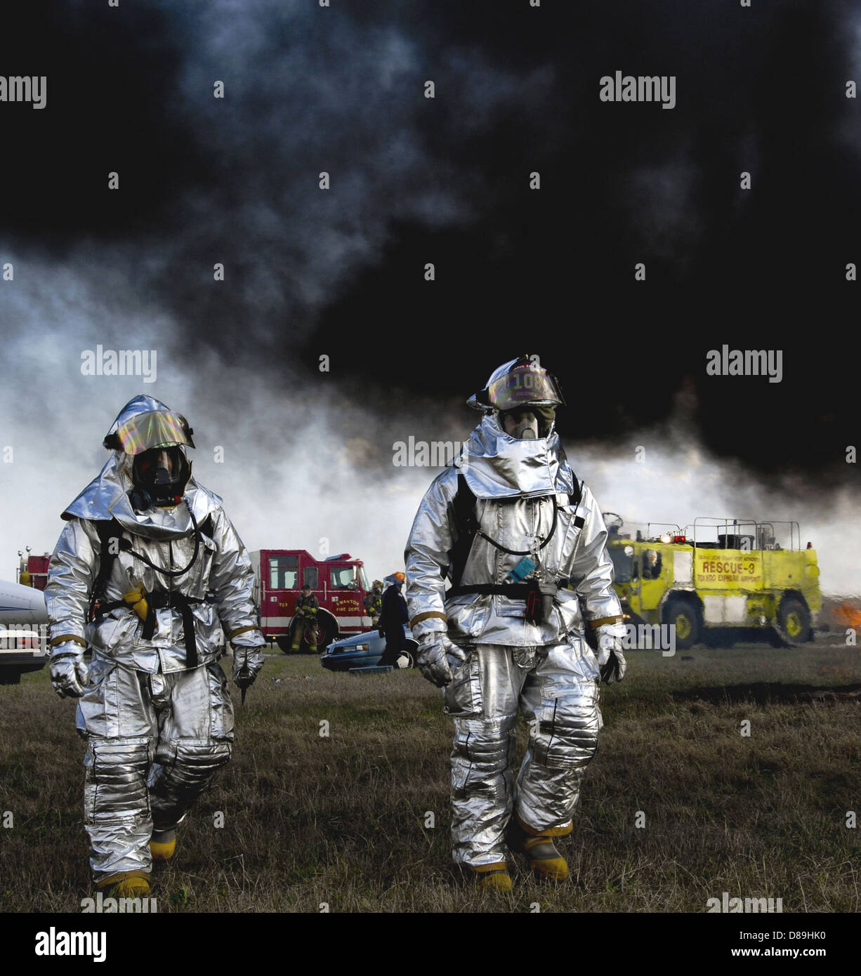 firemen toledo ohio smoke smoky firefighters Stock Photo - Alamy
