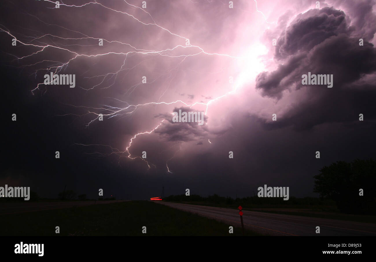 A lightning storm in Texas often brings dramatic weather with vivid ...