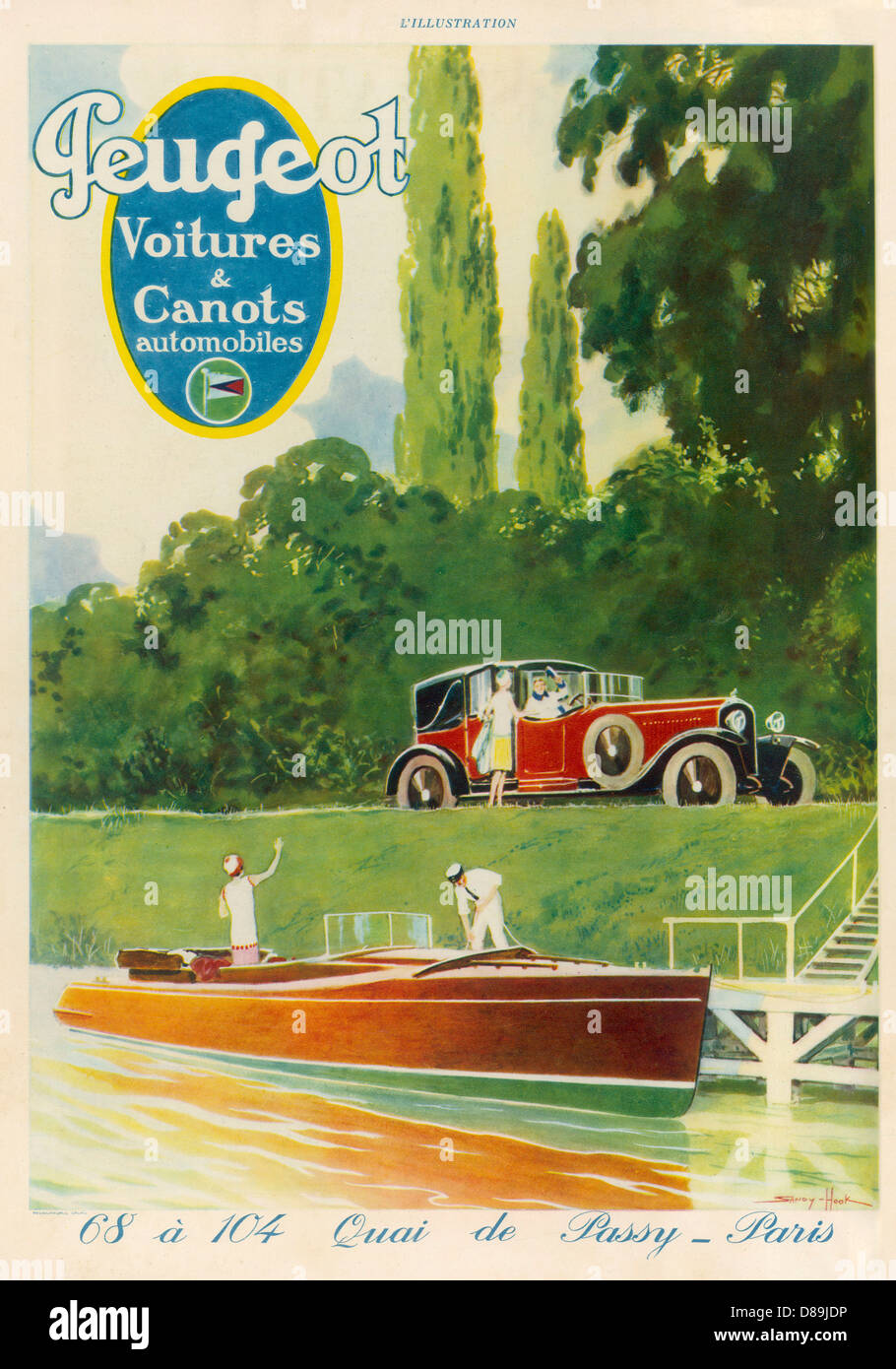 PEUGEOT BY A CANAL 1927 Stock Photo - Alamy