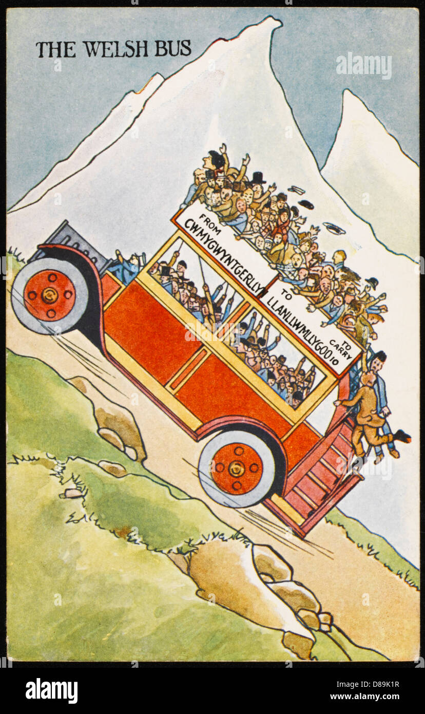 Welsh Bus on Hill Stock Photo - Alamy